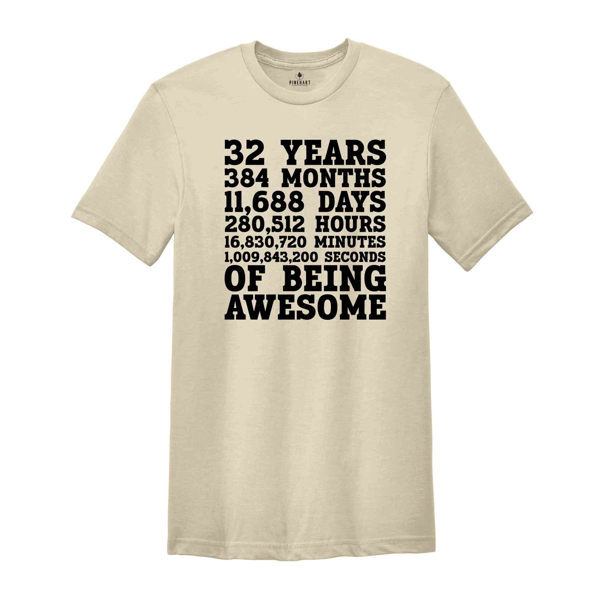 32 Years Definition T-Shirt, 32nd Birthday Shirt, Thirty Two Years Old ...