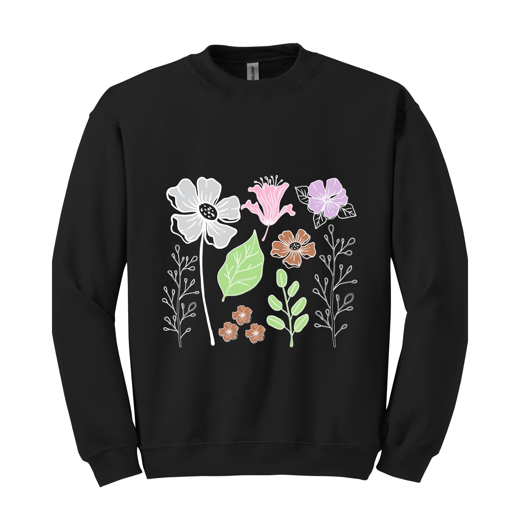 Boho Flower Sweatshirt Flowers Lovers Sweater Women Floral Minimalist ...