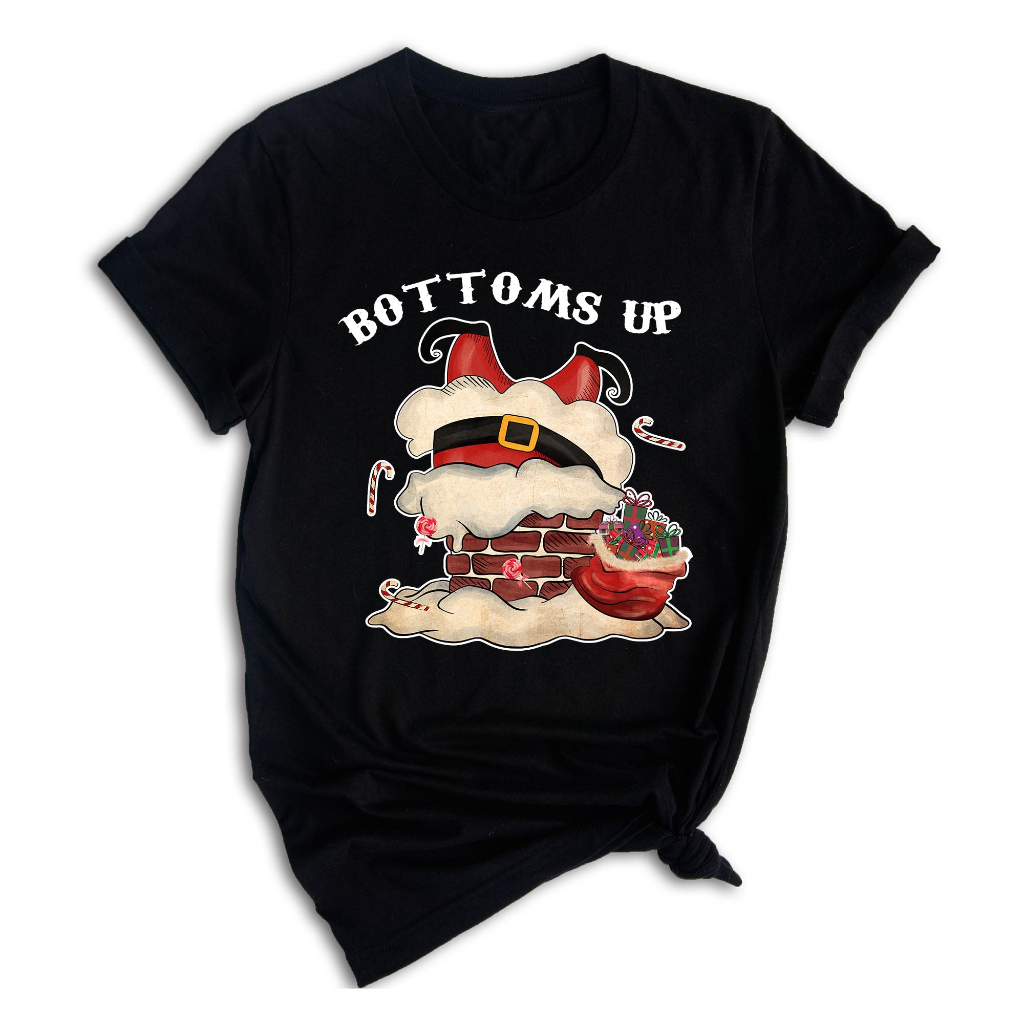 Bottoms Up Shirt, Santa Chimney Shirt, Christmas Sweatshirt, Xmas Party ...