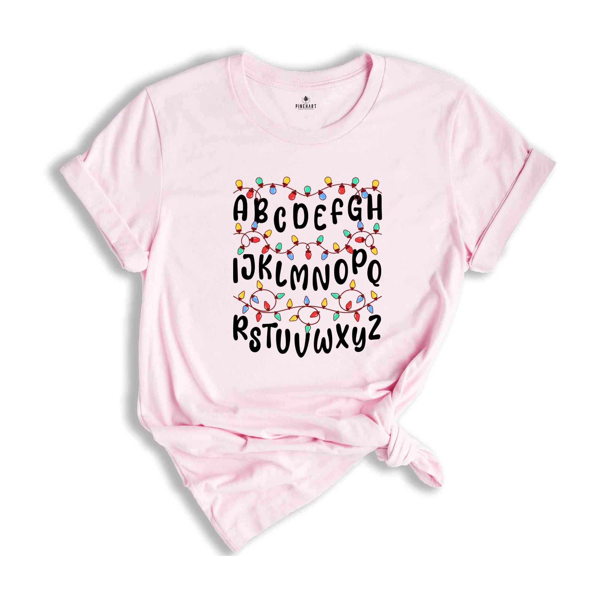 Christmas Alphabet Doodle Teacher T-Shirt, Teaching Shirt, Christmas ...