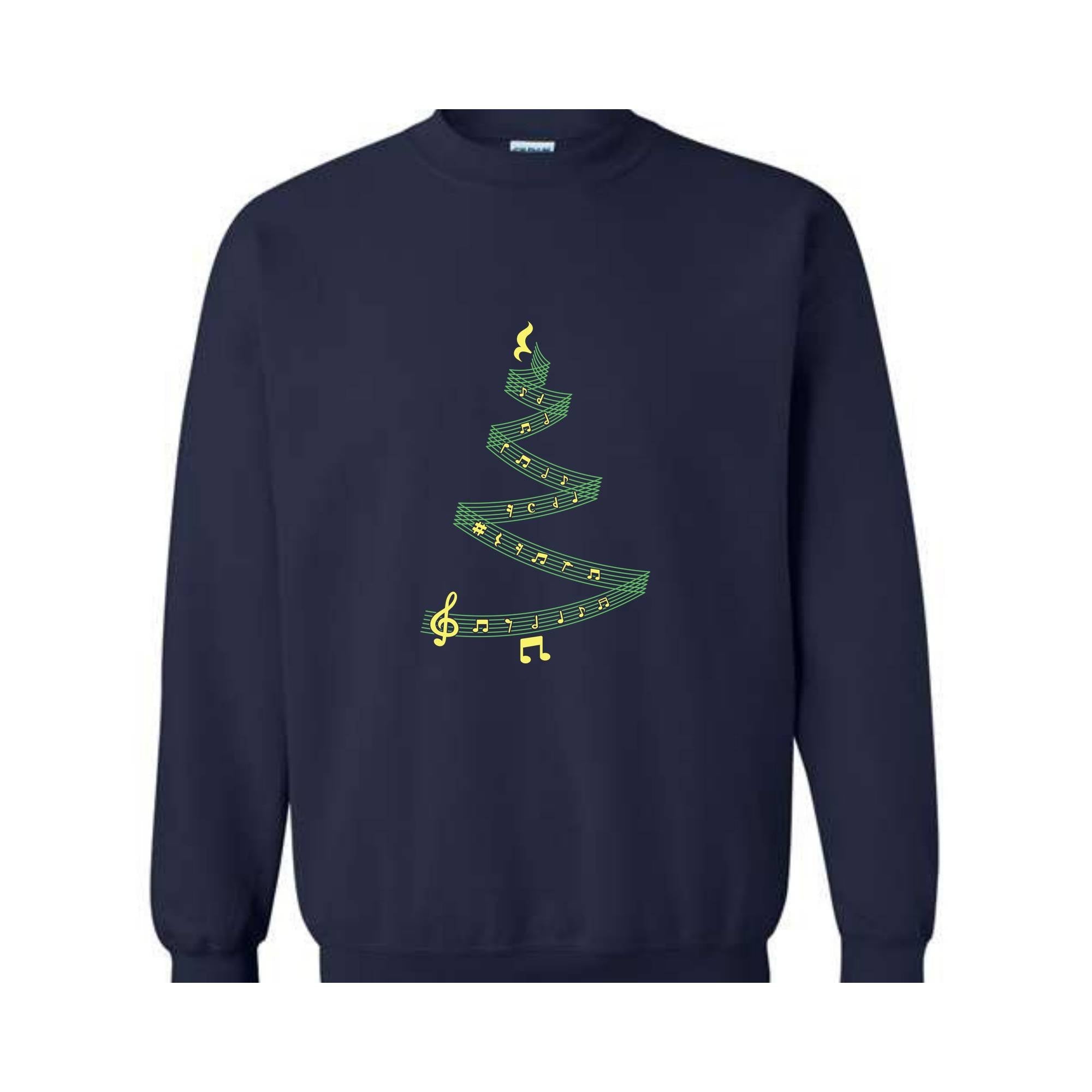 Christmas Tree Music Sweatshirt, Music Note Tree Sweater, Music Lover ...