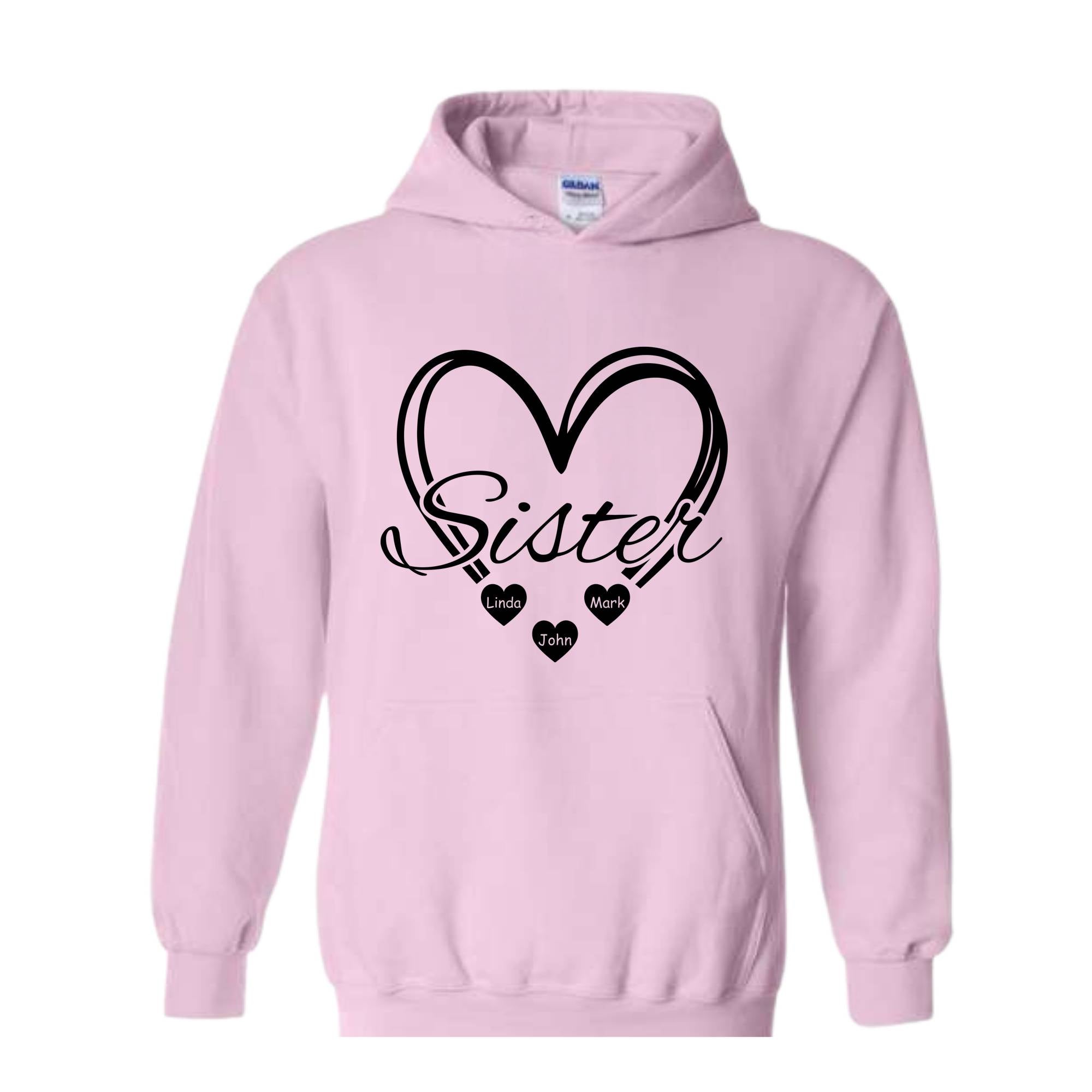 Custom Sisters Sweatshirt, Sisters Heart Sweatshirt, Names In Heart ...
