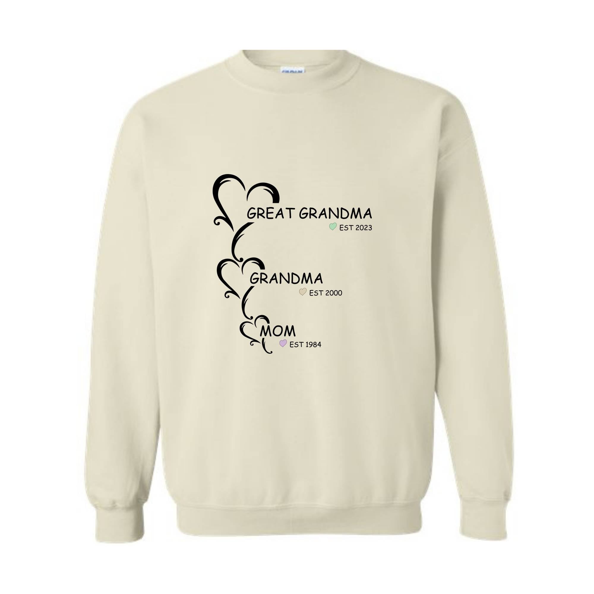 Customized Mama Grandma Great Grandma Sweatshirt, Nana Est Year , Women ...