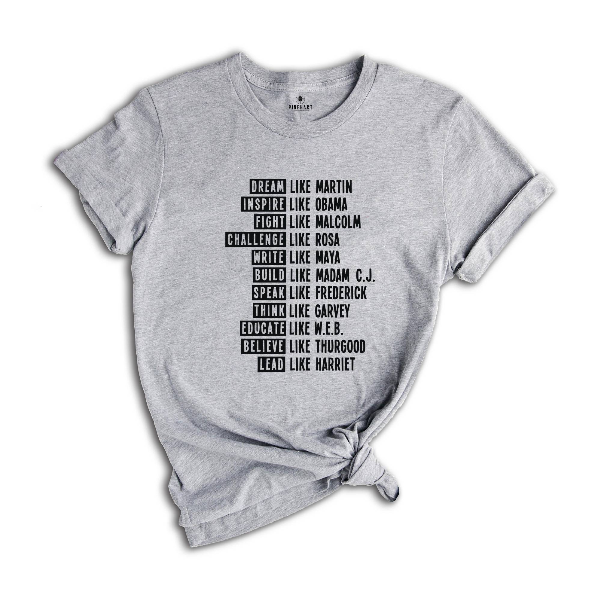 Dream Like Martin, Challenge Like Rosa T-Shirt, Black Rights Shirt ...