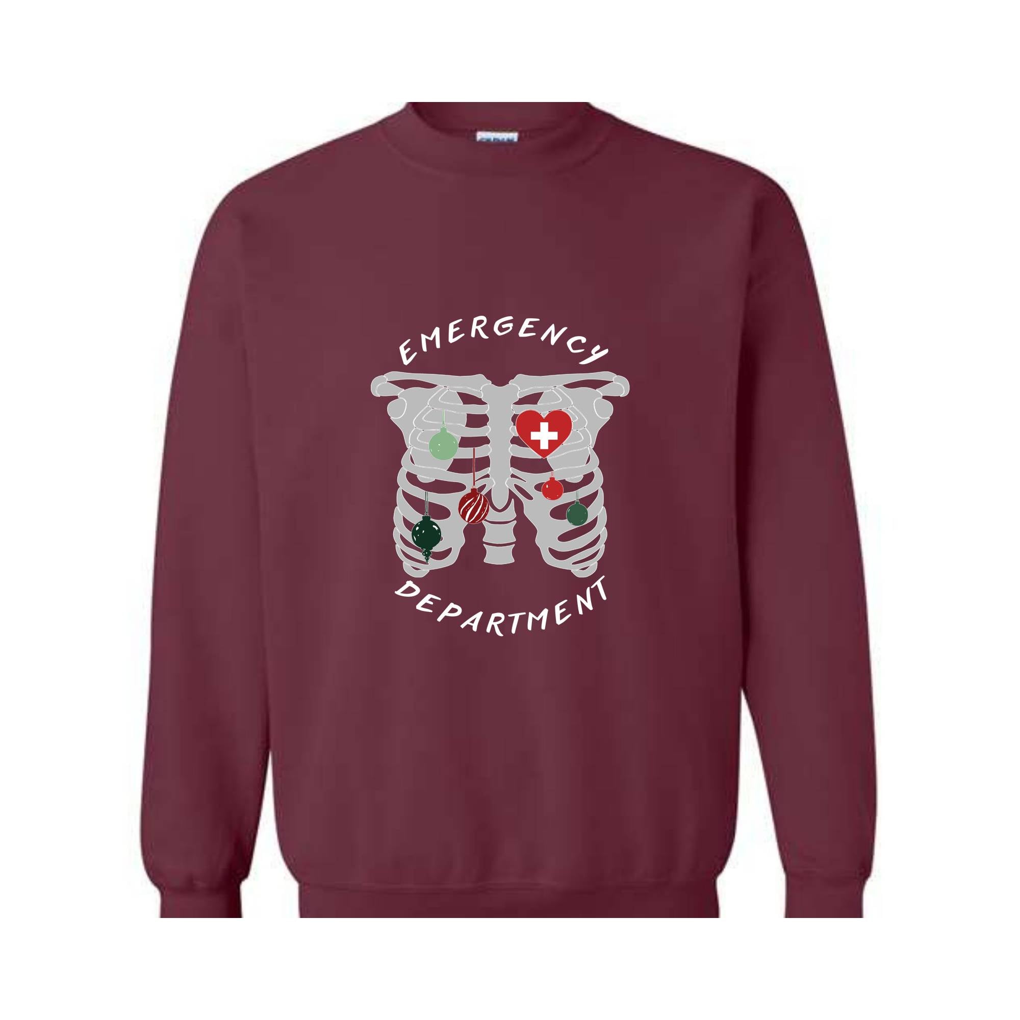 Emergency Department Skeleton Christmas Sweatshirt, Emergency ...