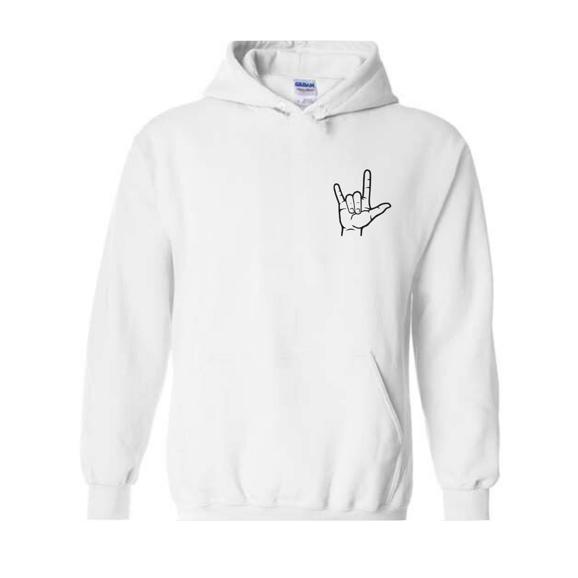 I Love You Hand Sign Hoodie, American Sign Language, Deaf Community ...