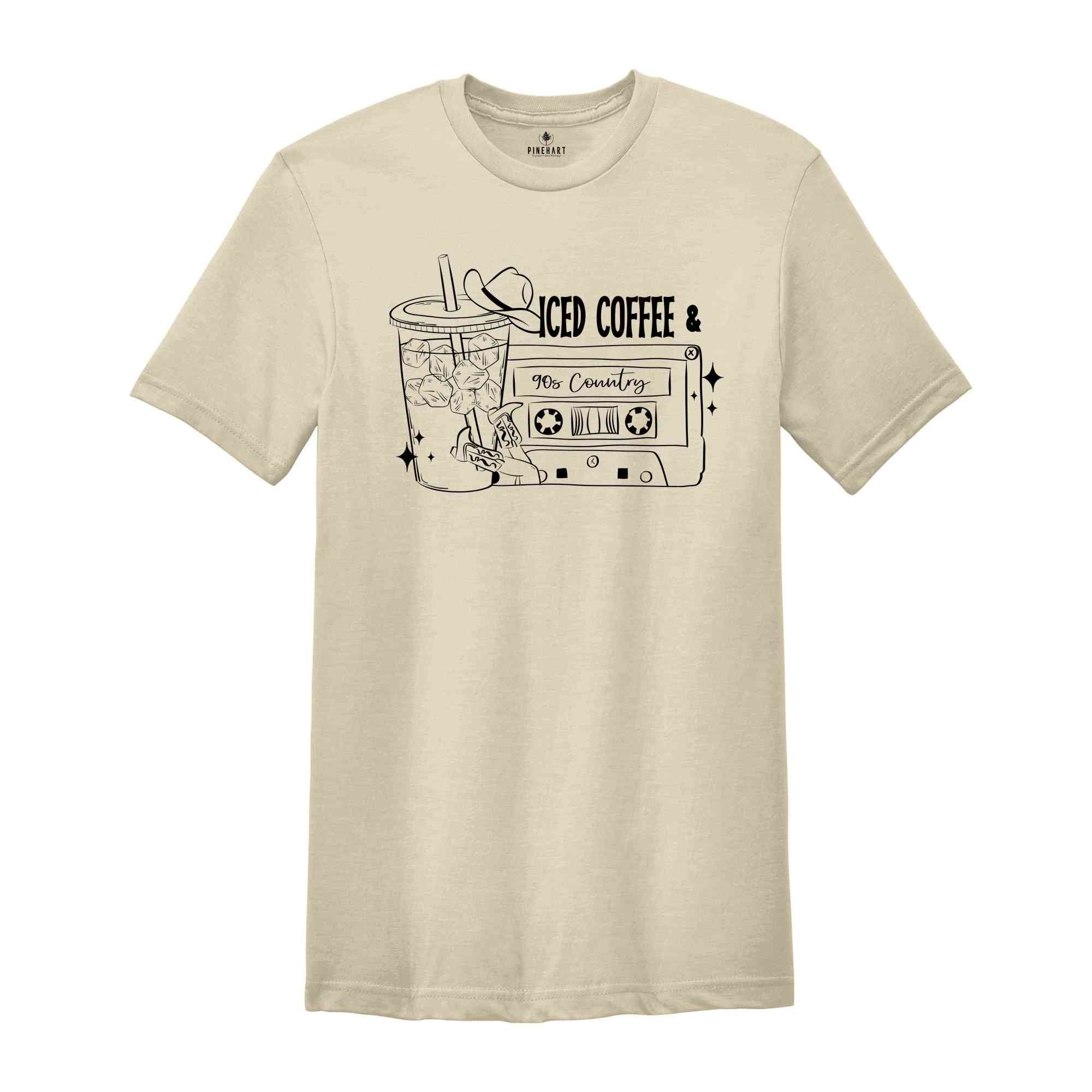 Iced Coffee & 90s Country Shirt, Sarcastic Shirt, Retro Country Shirts ...