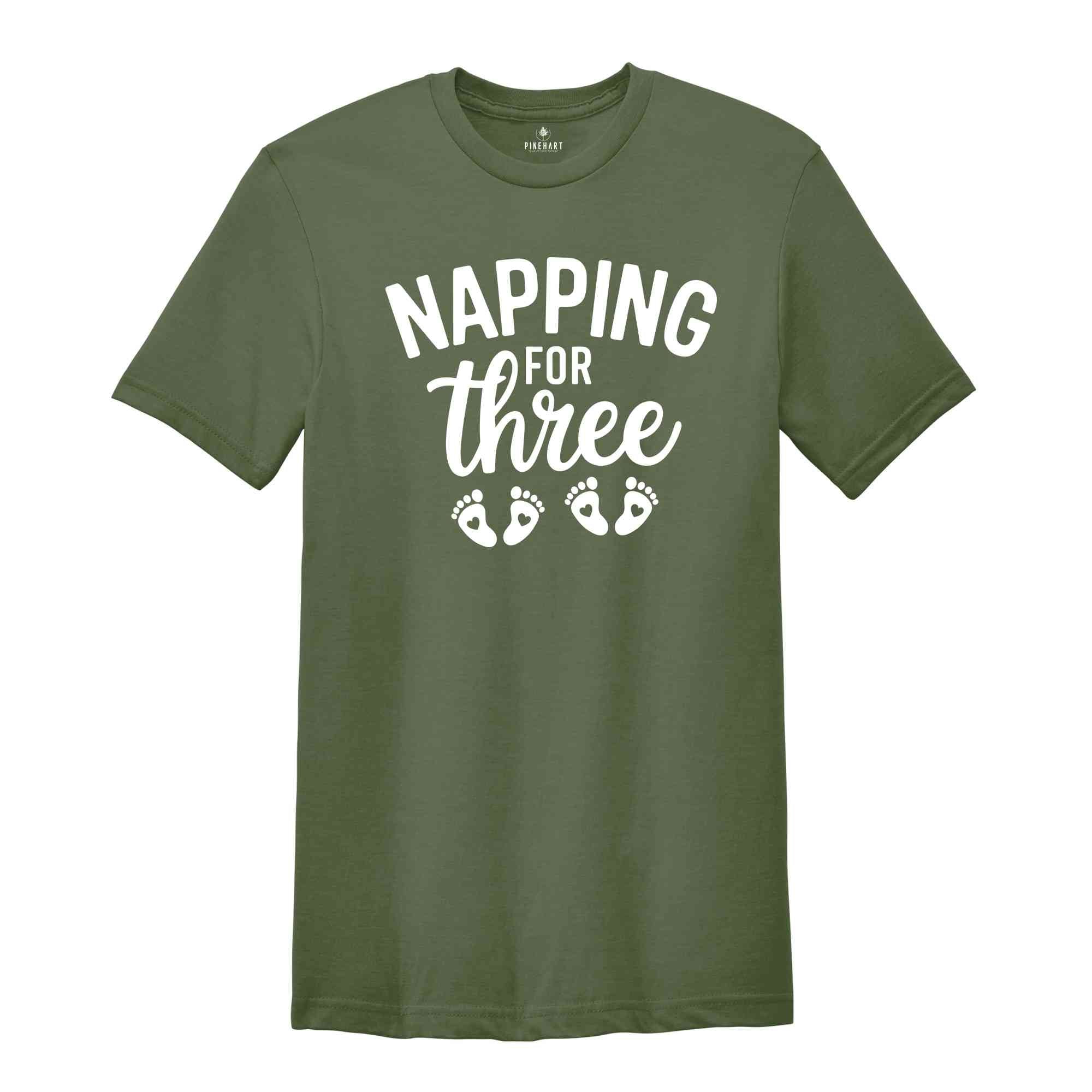 Napping For Three Shirt, Expecting Twins, Pregnancy Reveal Shirt ...