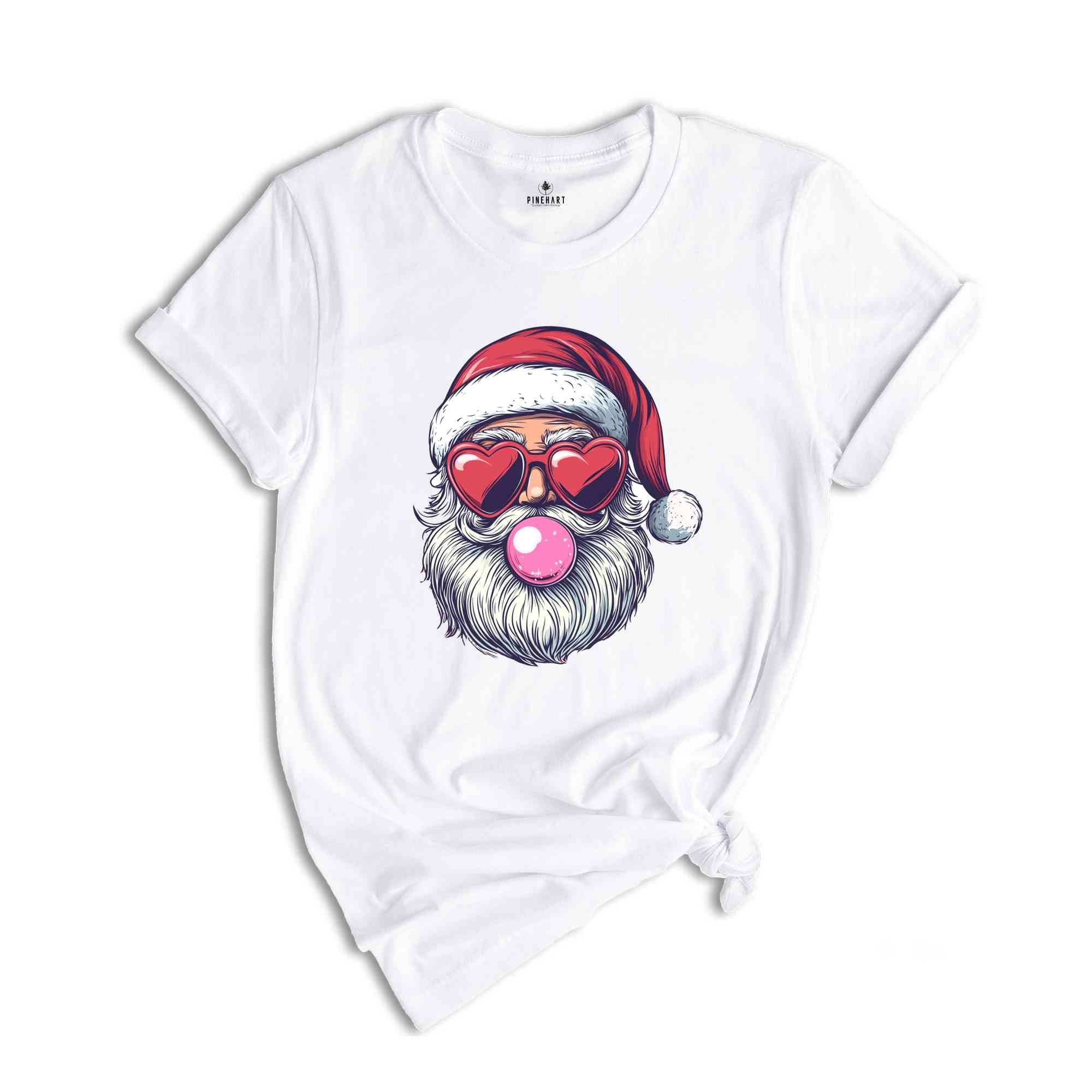 Retro Santa Blowing Bubble Shirt, Santa Claus Shirt, Santa Face Shirt ...