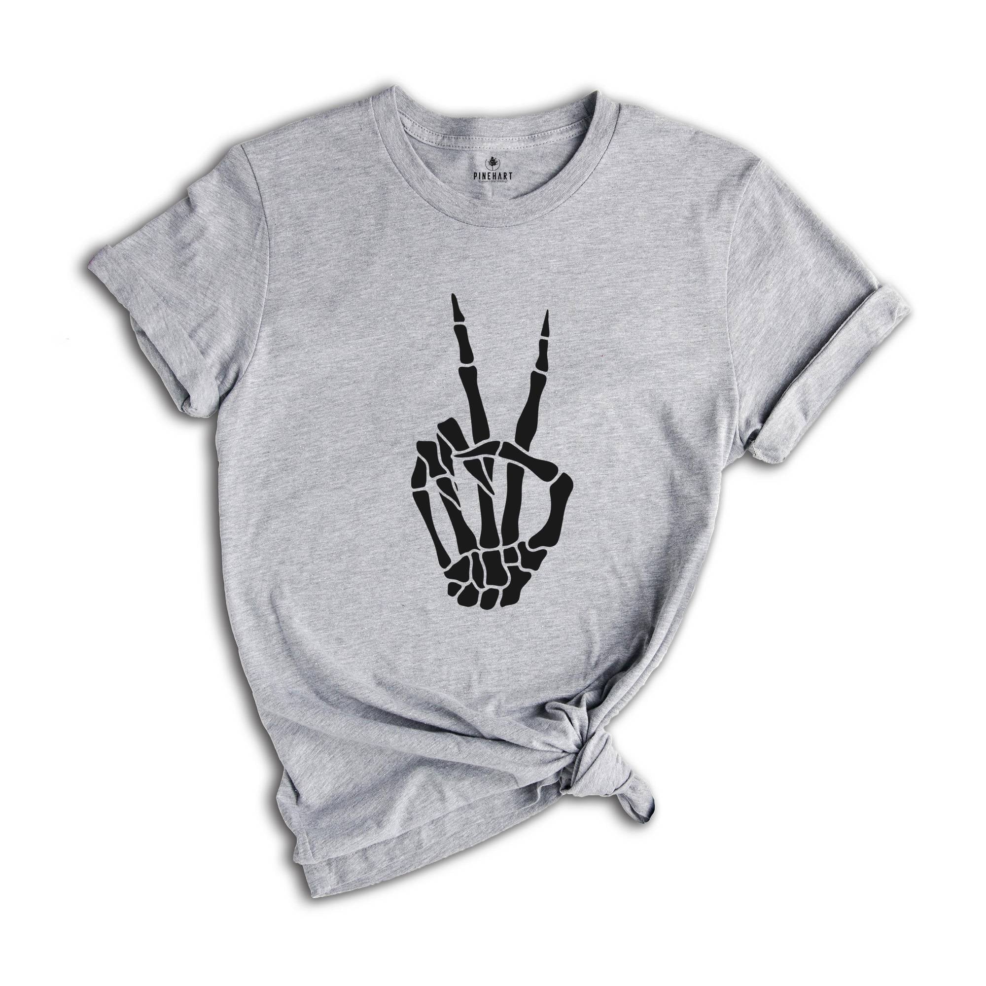 Skeleton Peace Shirt,Skeleton shirt, Skeleton Hand Shirt, Funny Tee ...