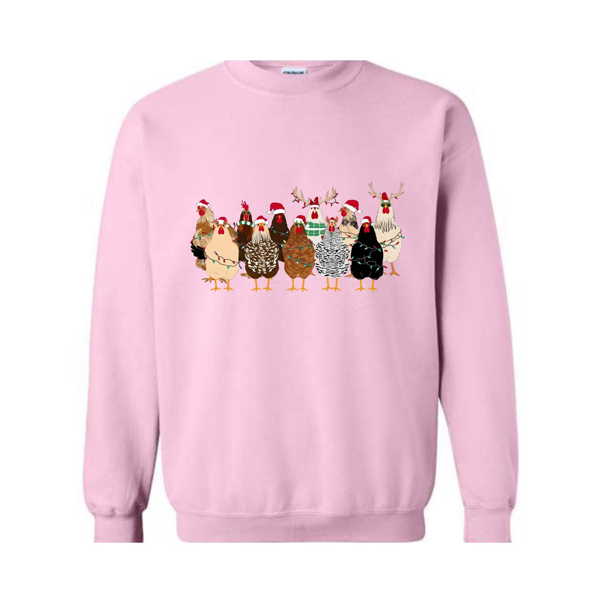 Сute Christmas Chickens Sweatshirt, Christmas Farm Animals Sweat ...
