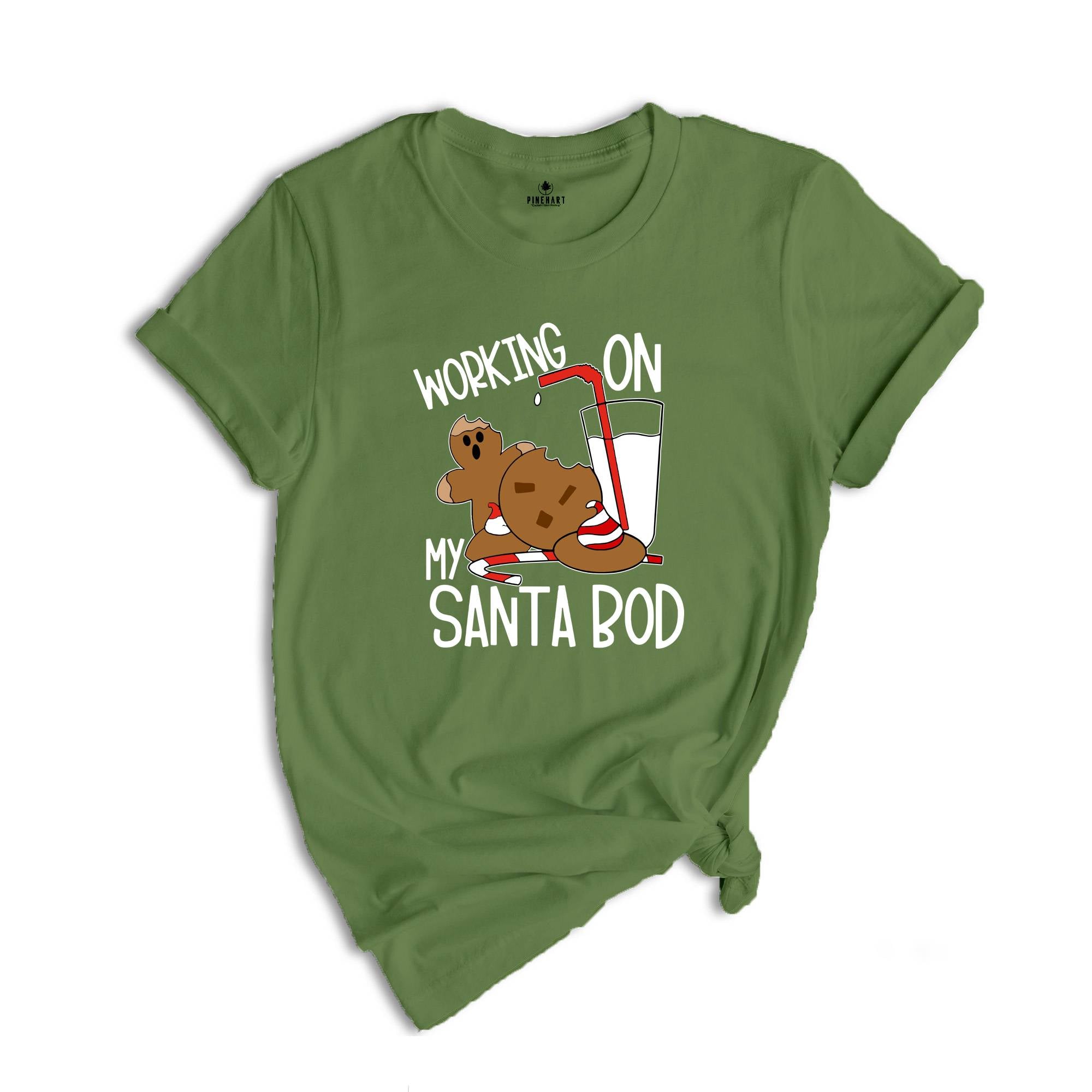 Working On My Santa Bod Shirt, Christmas Calories, Funny Christmas Tee ...